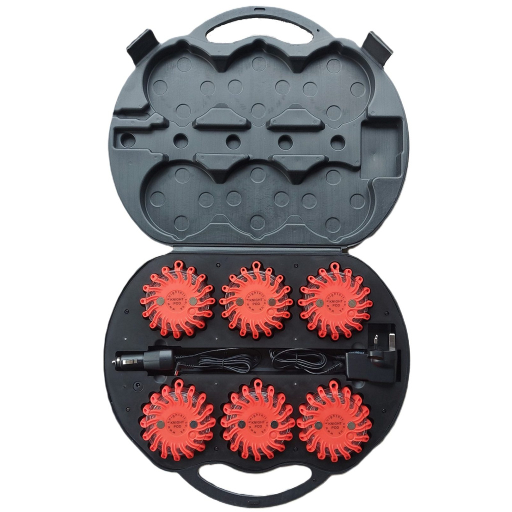 Red Hazard Warning Lights Case Set 6 Units